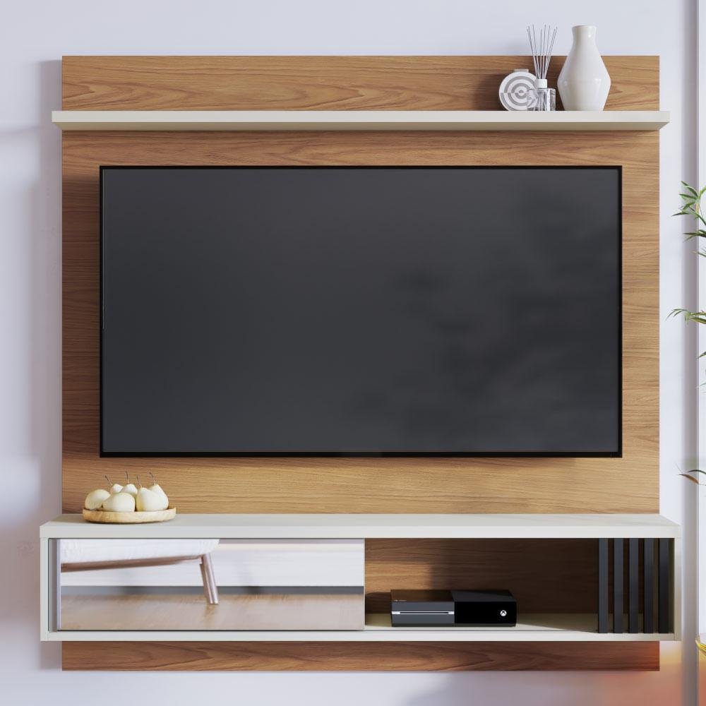 Rack com Painel Suspenso Ilhéus para TV de até 55 - Off Whi ...