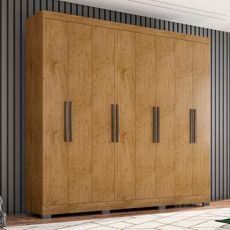 Guarda Roupa Casal Ambiente Prime 1684 Freijó com Pés Reto News Cinza ...