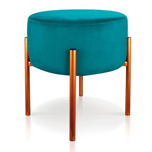 Puff Demir Veludo Azul Turquesa Luxo Base Metálica Cobre – Premium ...