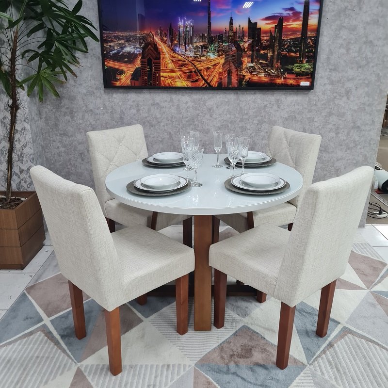 Sala de Jantar Mesa Redonda Rose e 4 Cadeiras Rubi D'confort Design ...