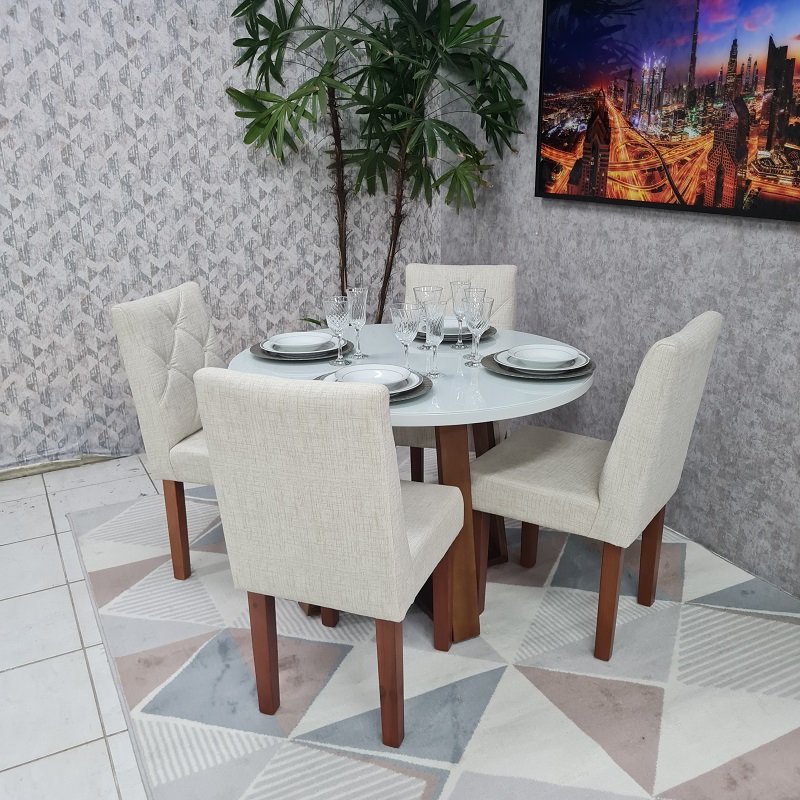 Sala de Jantar Mesa Redonda Rose e 4 Cadeiras Rubi D'confort Design ...