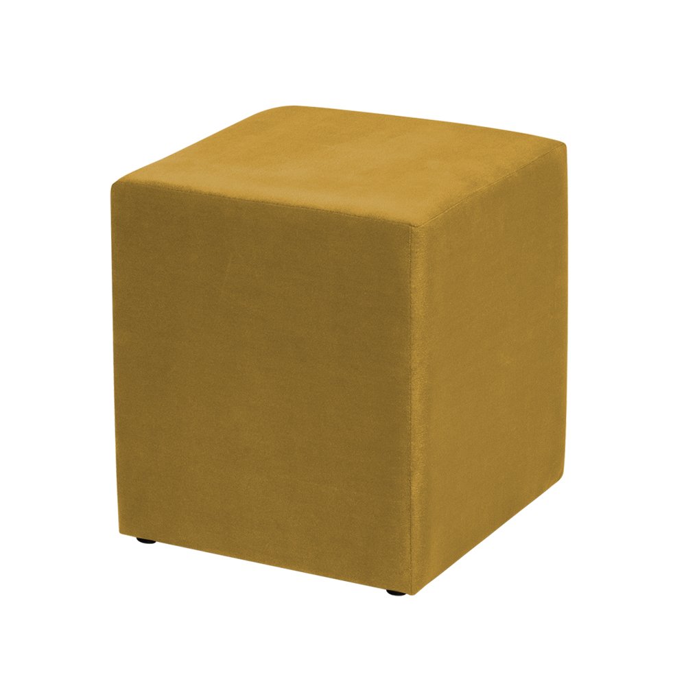 Puff Quadrado Square 0,35 x 0,35 x 0,43 Veludo Mostarda | MadeiraMadeira