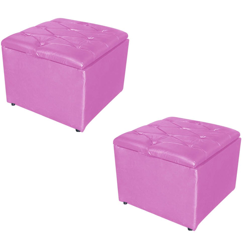 Kit 02 Puff Puf Banco Baú Lia Capitonê Suede Pink -Ruotolo Decor ...