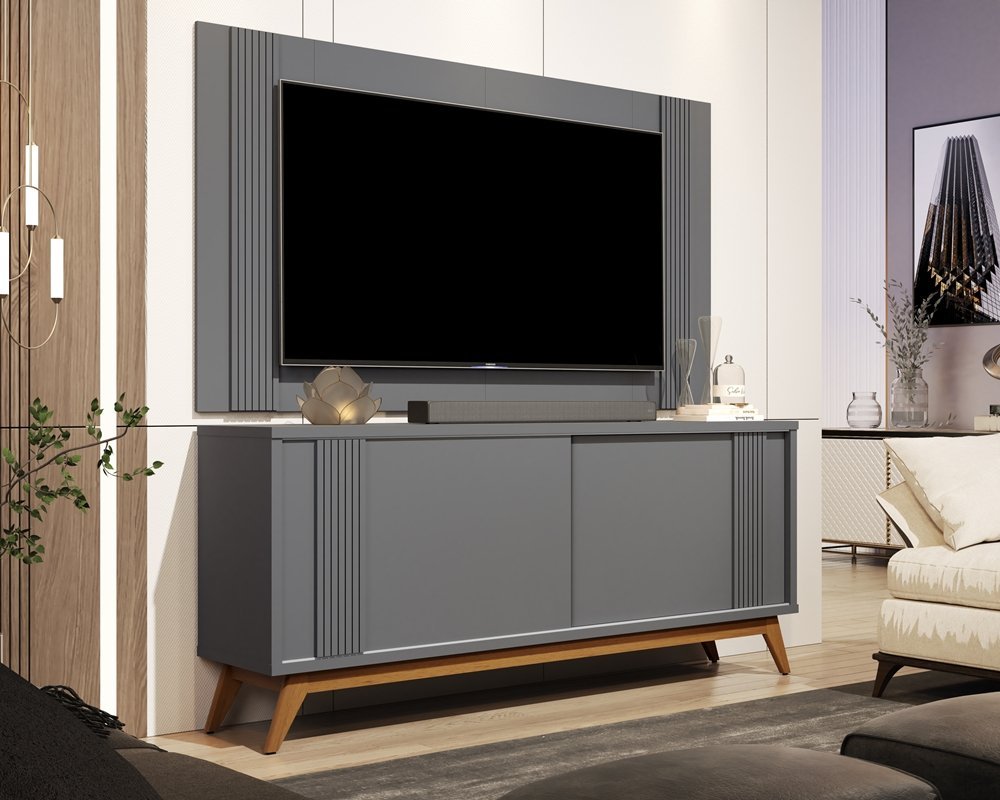 Rack e Painel 5499/5225 Luxo Retrô JB Bechara - Onix | MadeiraMadeira