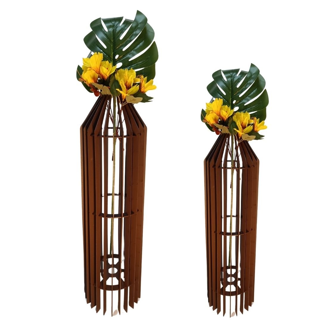 Vaso de Chão Decorativo Grande Mdf Penedo:marrom/kit com 2 - 75x20cm e ...