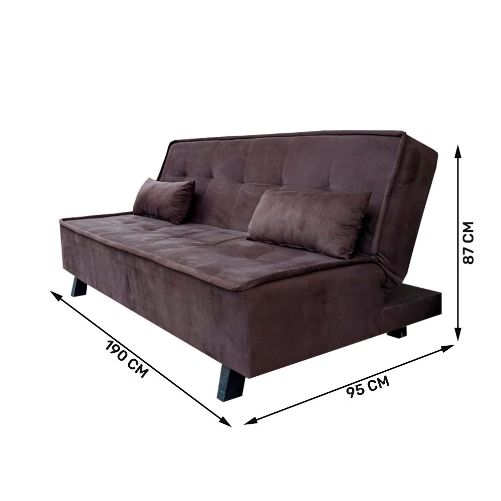 Sofá Cama 3 Lugares 3024 Mage Lufer 2011 Marrom | MadeiraMadeira