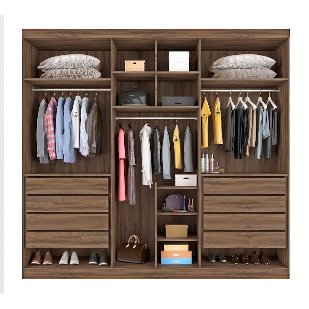 Roupeiro Verona Premium 6 Portas 8 Gavetas com Puxador de Alumínio ...