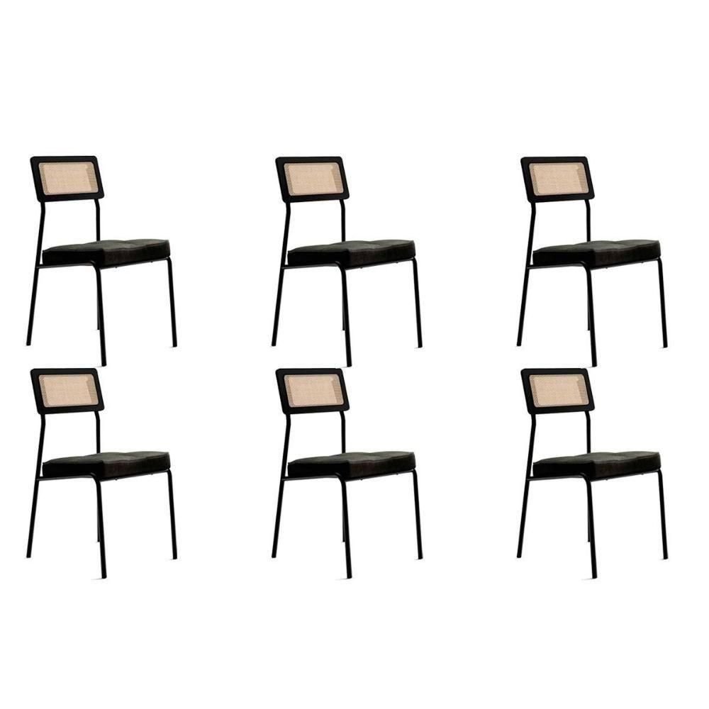 Cadeira de Cozinha 1741 Kit 6 Uni Preto Grafite Preto | MadeiraMadeira