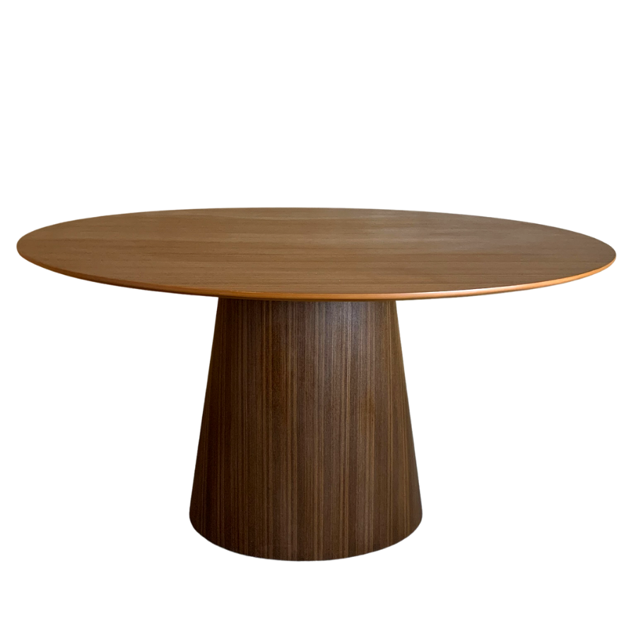 Mesa de Jantar Cone Laminada Imbuia Rajado Oval 160x90 cm - Marrom | MadeiraMadeira