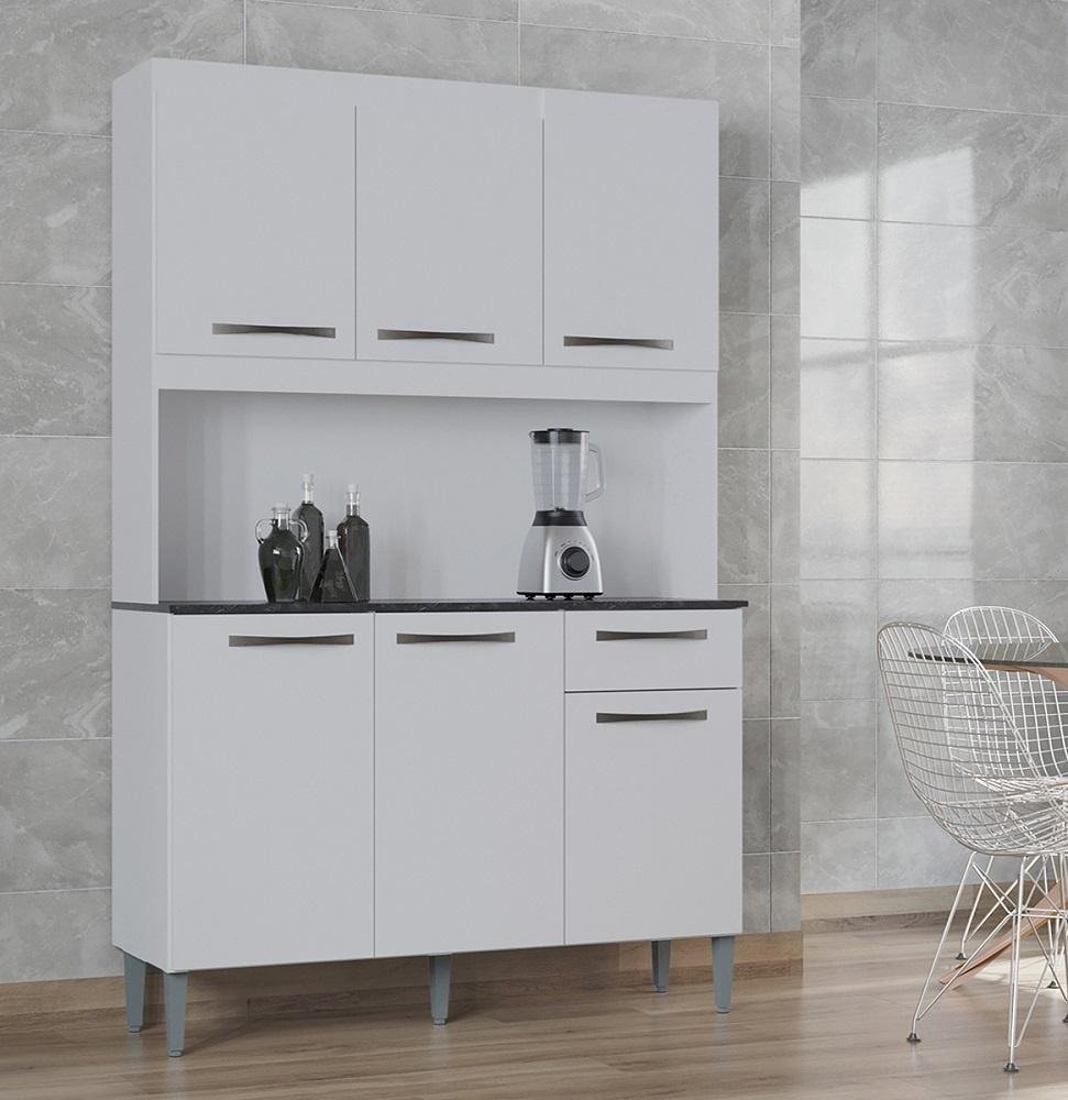 Armário de Cozinha Kit Lívia 6 Portas Branco Poquema | MadeiraMadeira