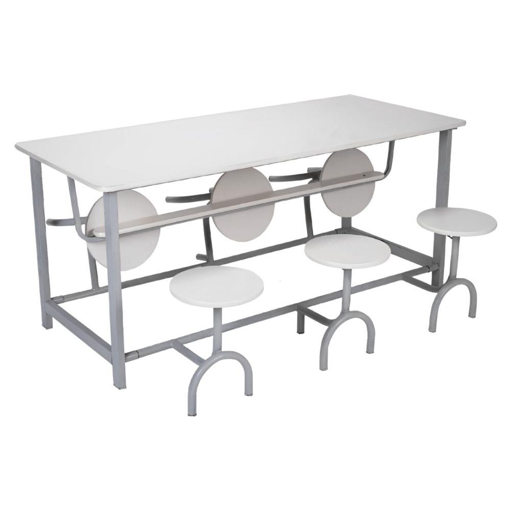 Mesa Refeitorio 6 Lugares Com Banco Retratil Branco 180X80 - Motiva Mov ...