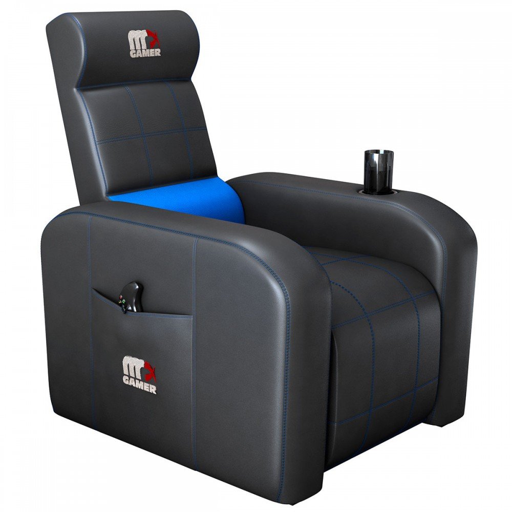 Poltrona Gamer Mx54 Reclinável Corino Preto/Azul - Matrix | MadeiraMadeira