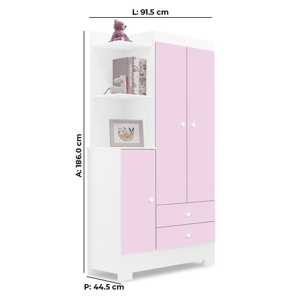 Guarda Roupas Infantil 3 Portas e 2 Gavetas Magia 100% MDF Tuboarte ...