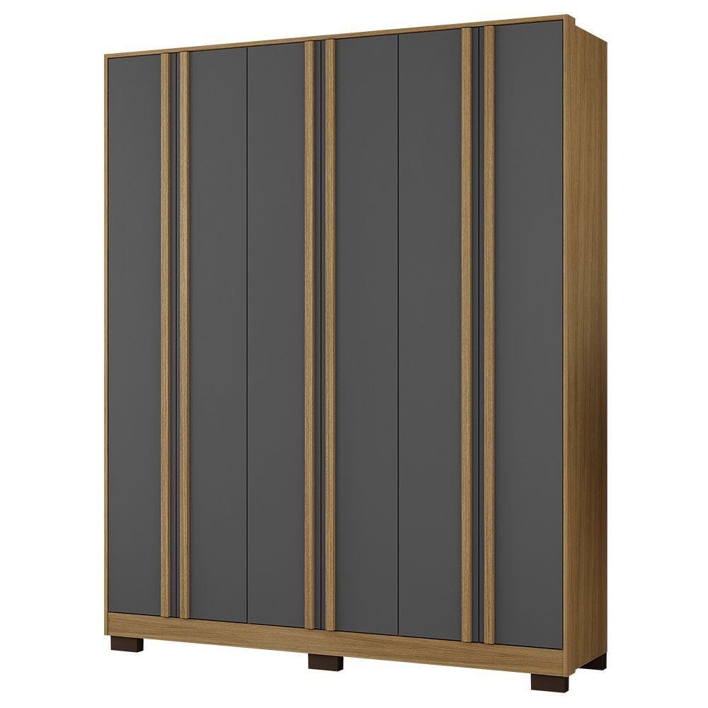 Guarda Roupa Casal 6 Portas 2 Gavetas Califórnia Carvalho Grafite ...