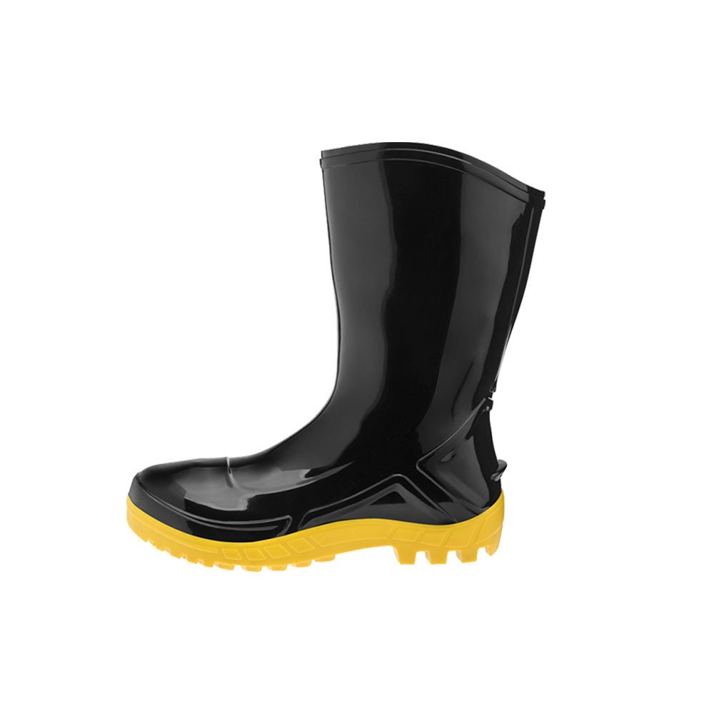 Bota de Pvc Vulcaflex Preta com Solado Amarelo Cano Médio Marluvas ...