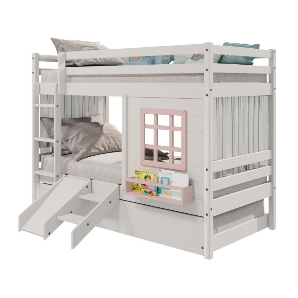 Treliche Infantil com Janela Escorregador e Cortina Madeira Maciça ...