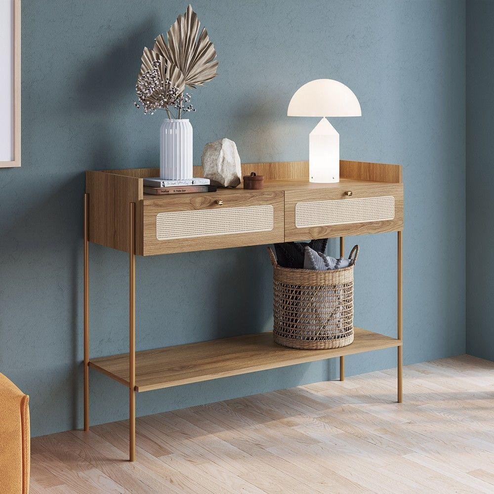 Aparador para Sala 2 Gavetas Pé Metal Arlo A10 Hanover-dourado ...