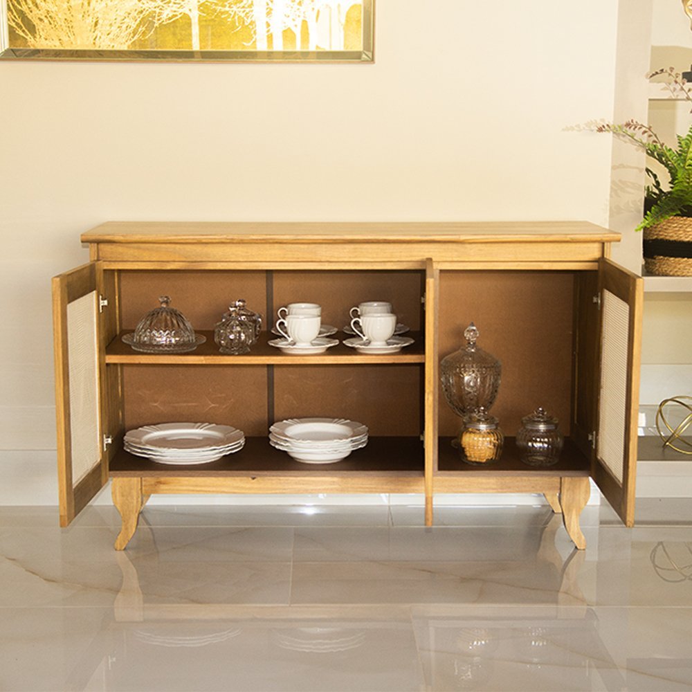 Buffet Madeira Maciça Rústico Telinha 3 Portas Deltan - Azul / Imbuia ...