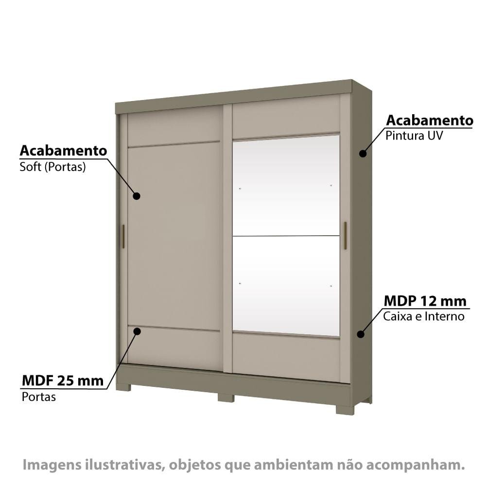 Guarda Roupa 2 Portas de correr 2 Gavetas e Espelho - Duna/Cristal ...