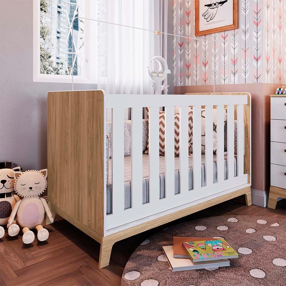 Berço Americano 3 em 1 Favo de Mel com Colchão Itapuã Branco Kaden ...