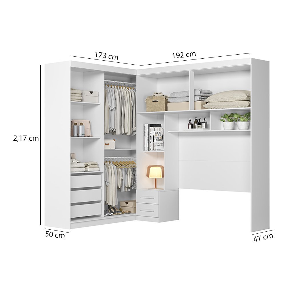 Quarto Modulado Completo Casal Florença Branco Moval | MadeiraMadeira