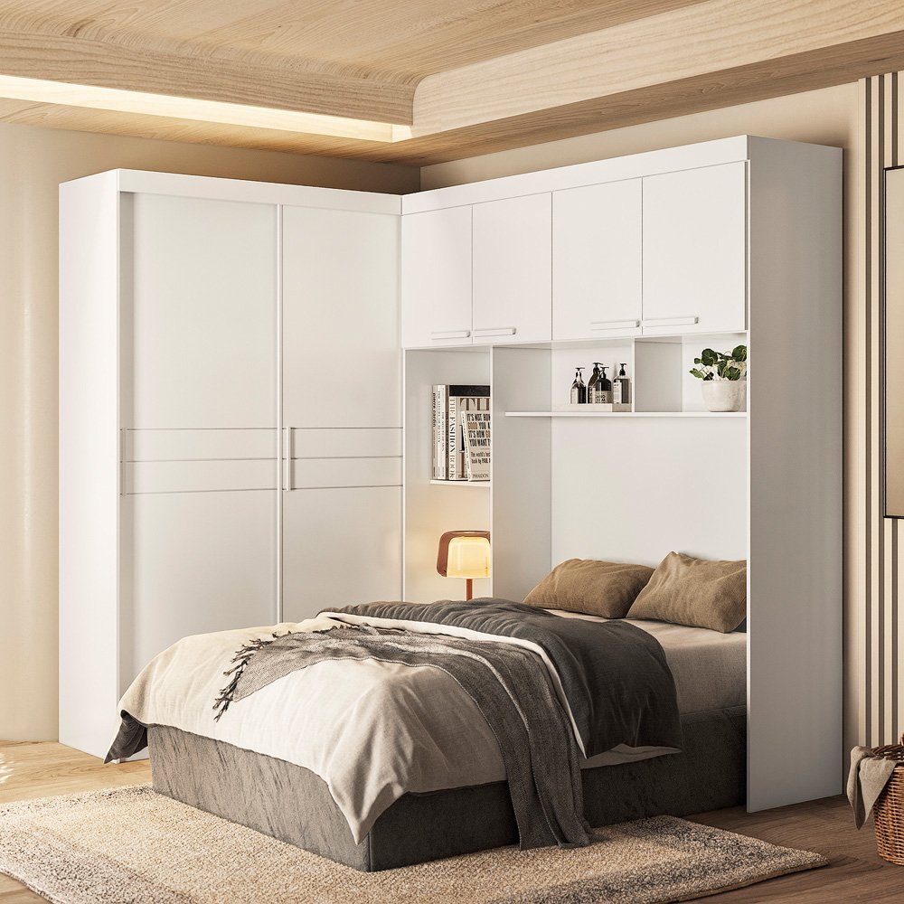 Quarto Modulado Completo Casal Florença Branco Moval | MadeiraMadeira