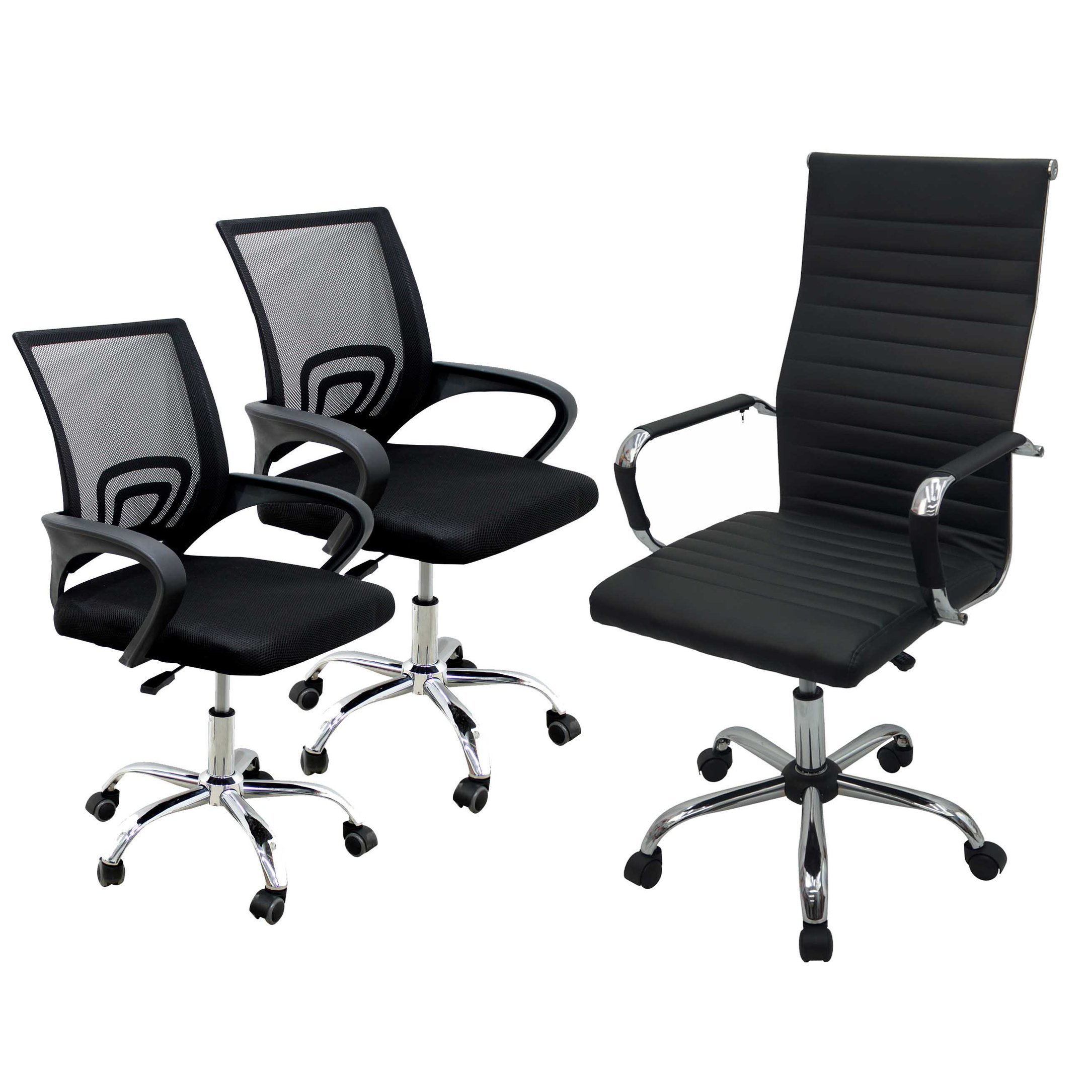 Kit Cadeiras para Escritório Office Esteirinha Cadeira Mesh - Preto ...