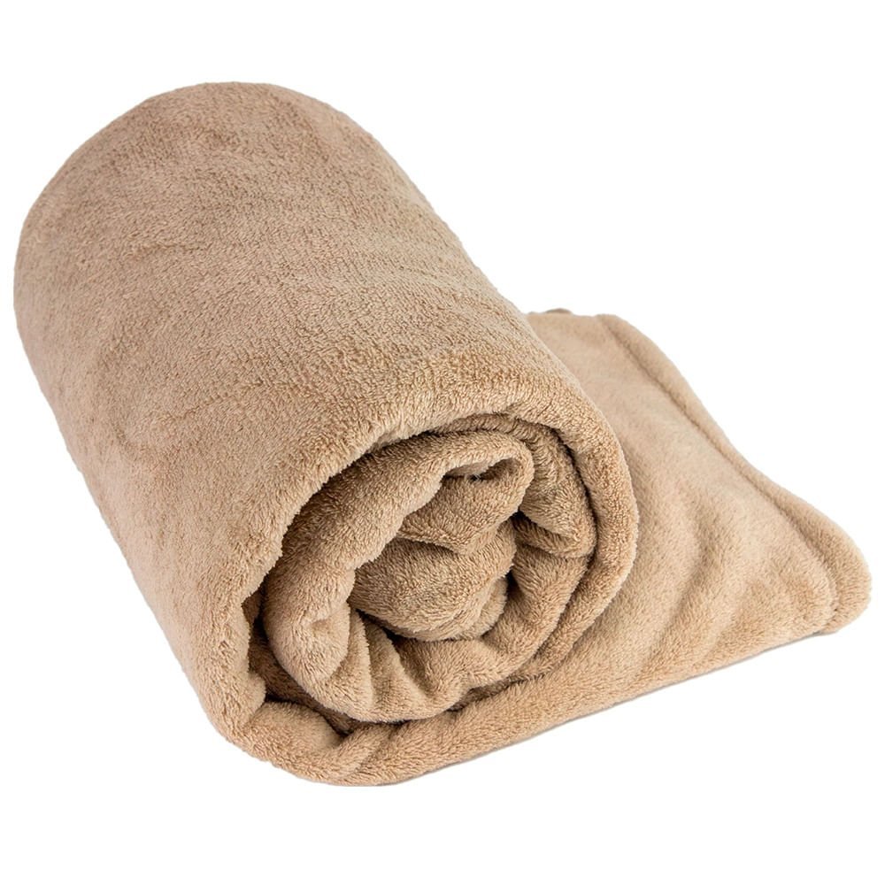 Manta Cobertor Queen Fleece Andreza Lisa 100% Poliéster Bege ...