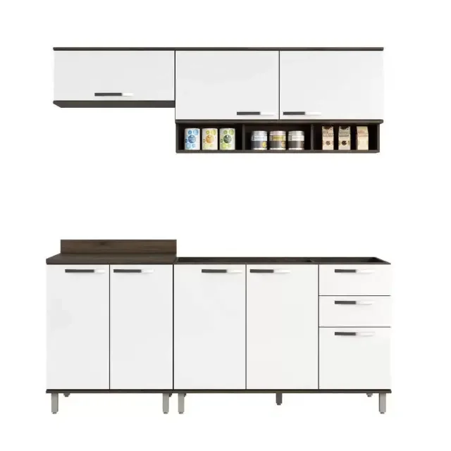 Cozinha Modulada 4 Peças com Armários e Balcões Sara cor Branco UV ...