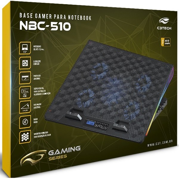 Base para Notebook 17,3" Gamer NBC-510BK C3 TECH | MadeiraMadeira