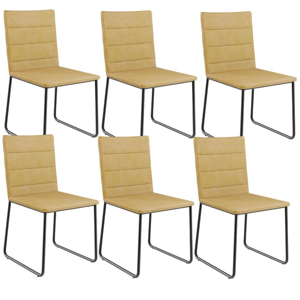 Kit 06 Cadeiras Decorativa Estofada para Sala de Jantar Preto Maya L02 Couríssimo Fendi - Lyam ...