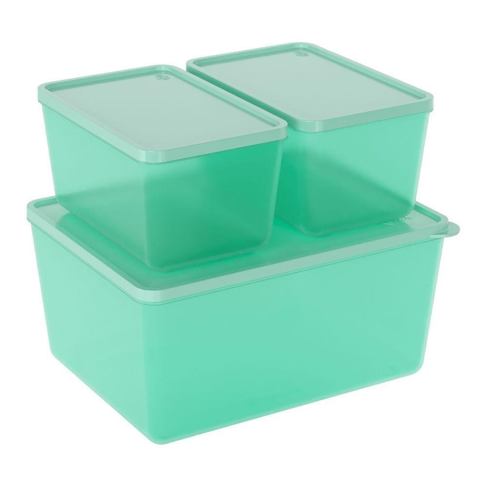 Conjunto 3 Potes Basic Verde Coza | MadeiraMadeira