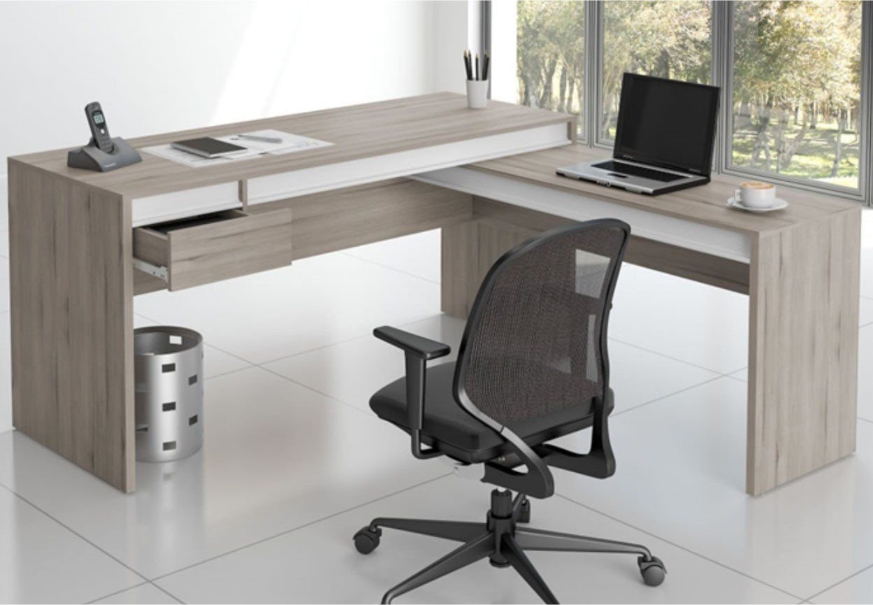 Mesa de Canto Para Escritório DL-444 - Ditália - Alabama/Branco ...