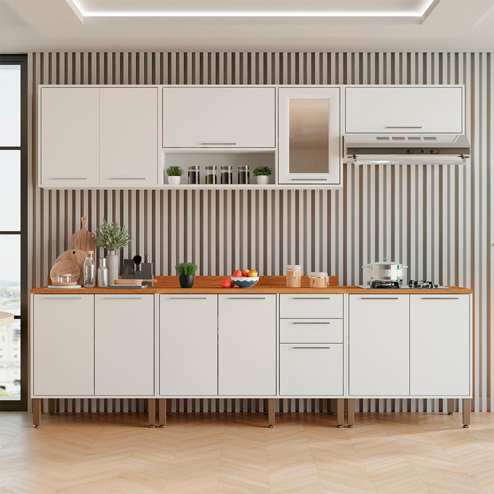 Cozinha Compacta para Cooktop 5 Bocas 5 Peças 12 Portas 2 Gavetas Paris ...