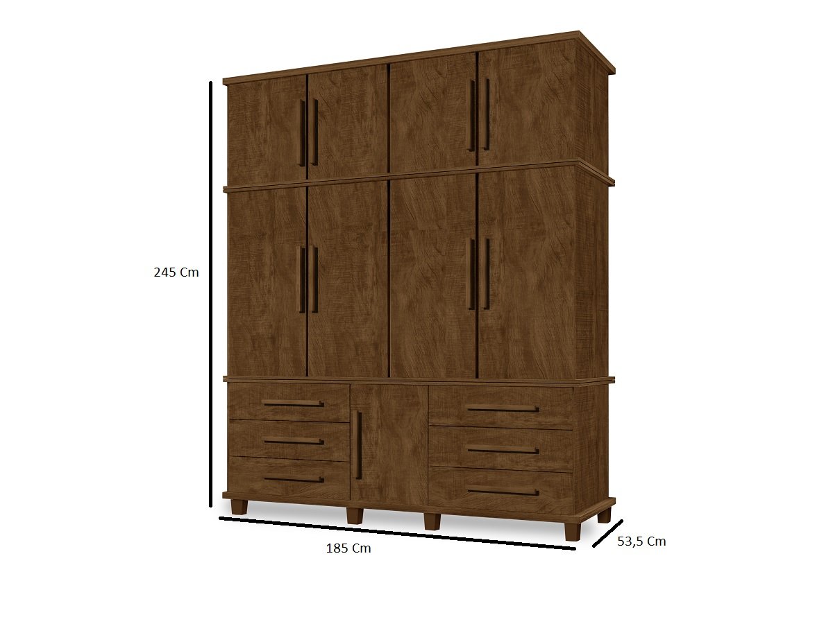 Guarda Roupa Londres Triplex 4 Portas 6 Gavetas com Maleiro Luapa Móveis | MadeiraMadeira