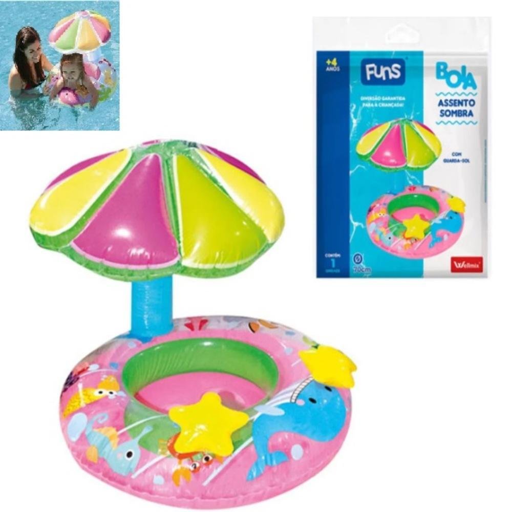 BOIA INFANTIL COM GUARDA SOL INFLAVEL PROTECAO DO SOL PARA PISCINA BEBE ...