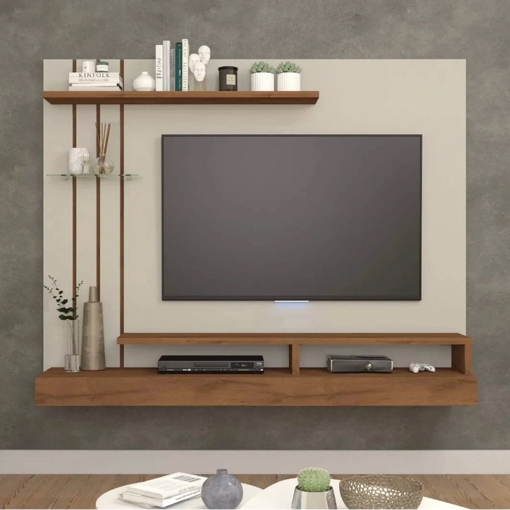 Painel para TV até 50 Polegadas Off White/Savana Permóbili | MadeiraMadeira