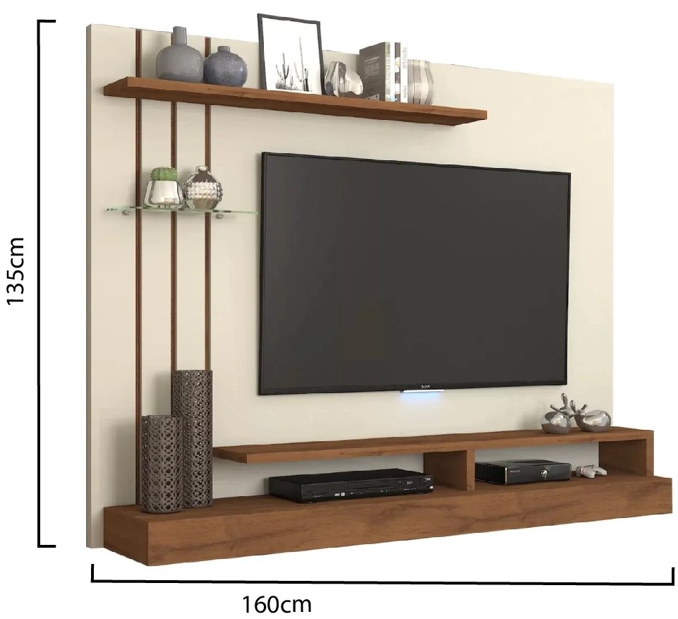 Painel para TV até 50 Polegadas Off White/Savana Permóbili | MadeiraMadeira
