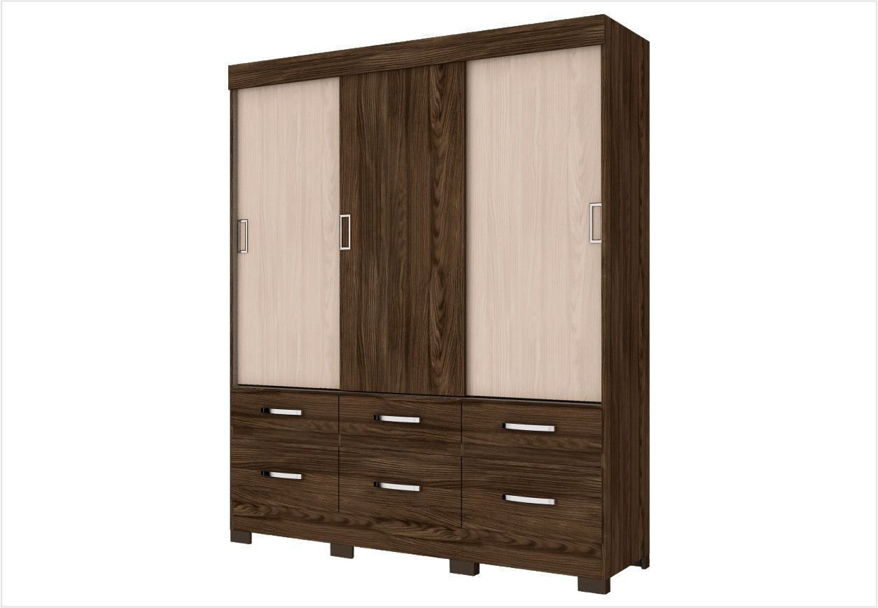 Guarda Roupa 3 Portas Deslizantes e 6 Gavetas B21 - Briz | MadeiraMadeira