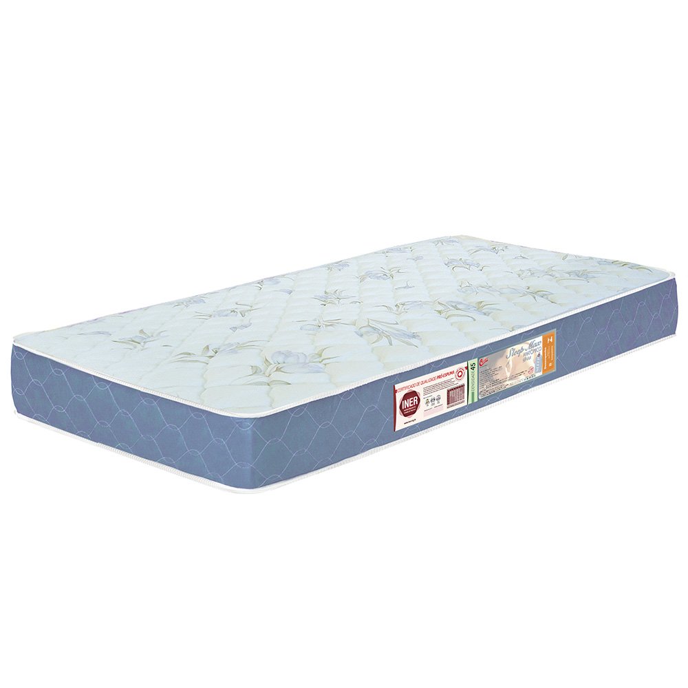 Colchão Solteiro Castor Espuma Sleep Max D45 18x88x188 Branco e Azul ...
