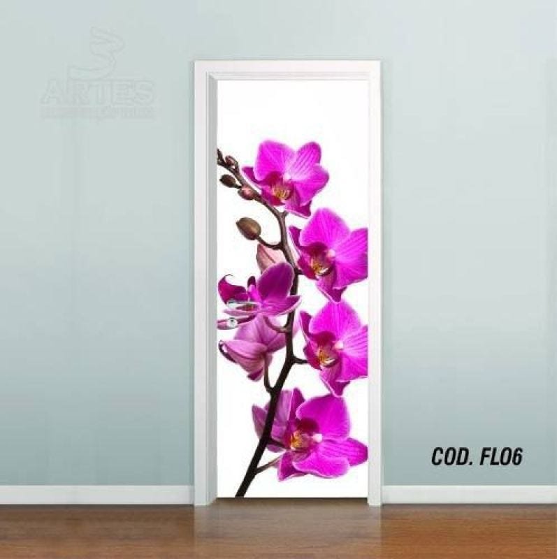 Adesivo De Porta Flores Rosas Orquídeas #06 - OUTRA MEDIDA | MadeiraMadeira