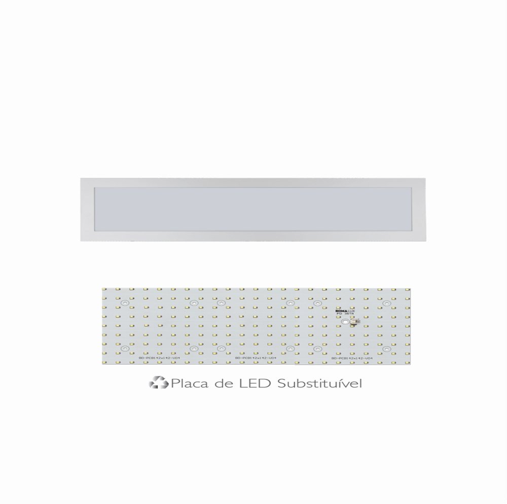 Embutido Retangular Placa De Led 36w 3000k Bivolt Romalux | MadeiraMadeira