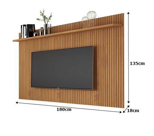 Painel Para TV Ripado Frisado Até 75 Polegadas Classic 1.8x1.35 Nature ...
