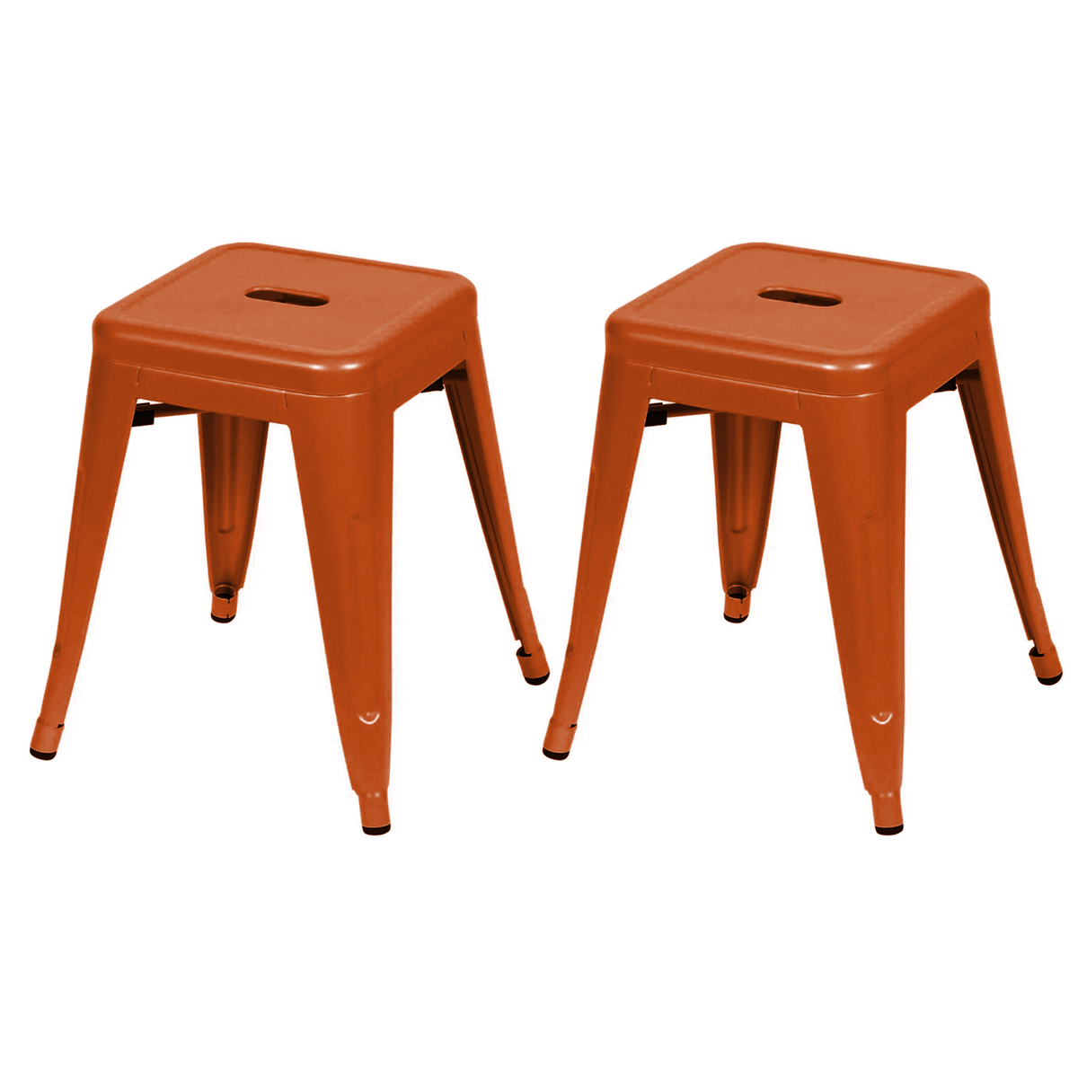 Par 2x Banqueta Baixa Tolix Iron Design Industrial Laranja | MadeiraMadeira