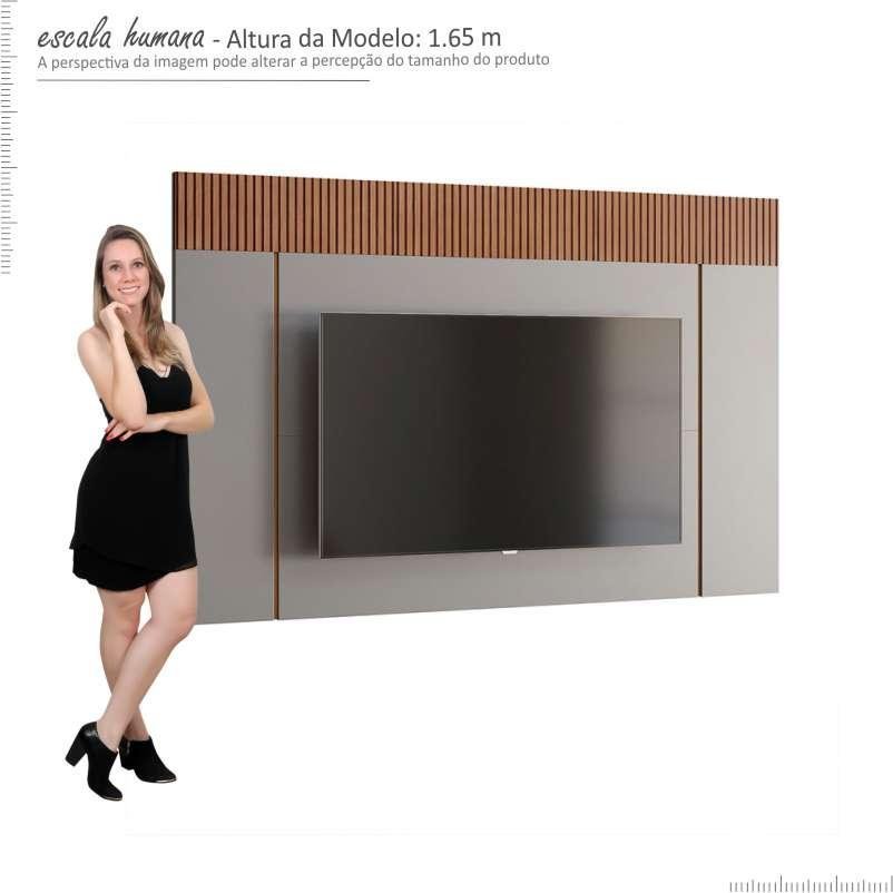 Painel Para TV 75 Polegadas Sagary 2.1 EAX Móveis Cinza/Tauari Ripado ...