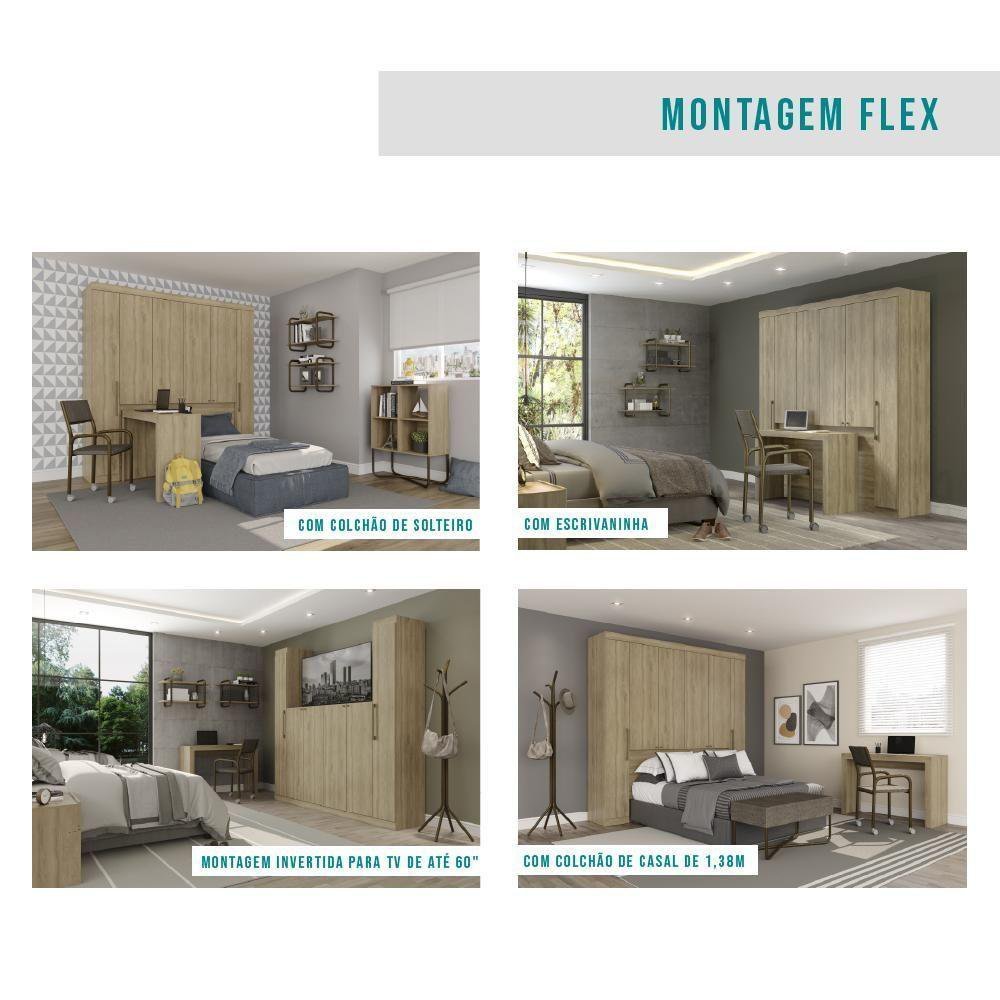 Guarda Roupa Casal 6 Portas Com Escrivaninha E Painel De Tv ...