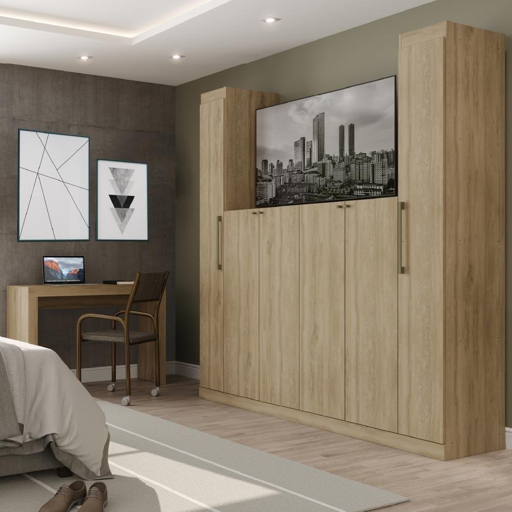 Guarda Roupa Casal 6 Portas Com Escrivaninha E Painel De Tv ...