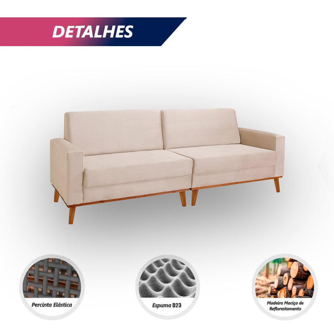 Sofá Imperial 3 Lugares Linho Areia | MadeiraMadeira