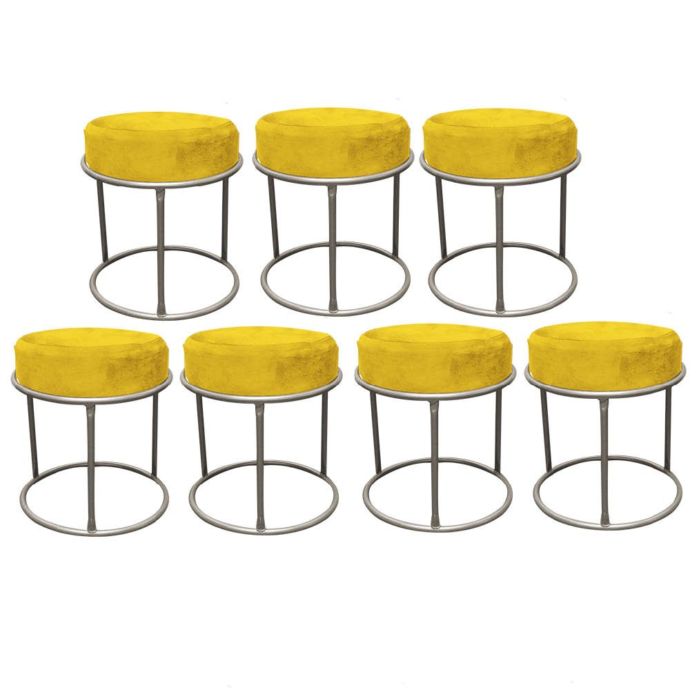 Kit 07 Puff Banqueta Garden Argola Redondo Industrial Penteadeira Ferro ...