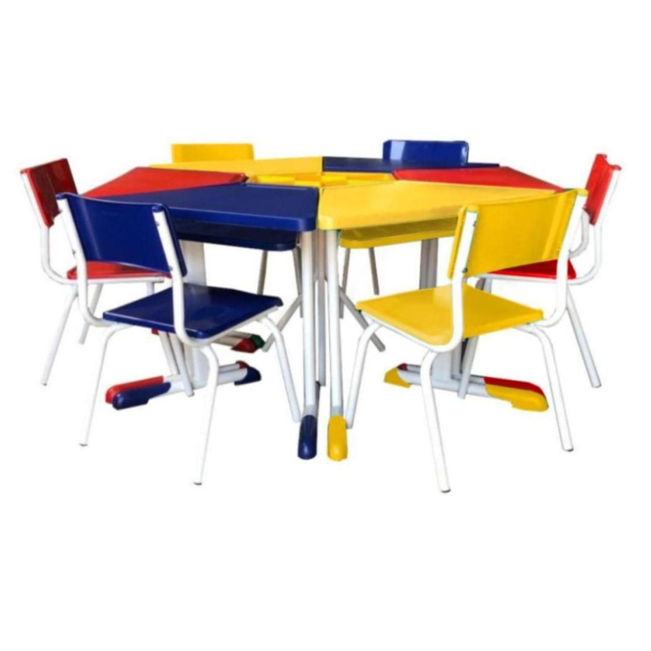 Conjunto HEXAGONAL Mesas e Cadeiras - 02 A 06 anos - INFANTIL ...